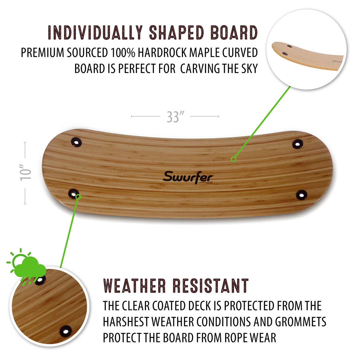 Swurfer Stand Up Surfing Tree Swing - Sustainable Bamboo – Flybar